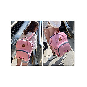 OMGA Mummy Mickey Mouse Diaper Bag Oxford Stylish Nappy Bags With Multi-Function for Baby (pink)