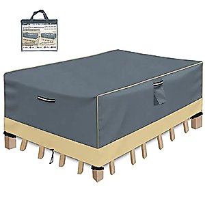 Patio Furniture Covers Waterproof & Heavy Duty 74 Inch, 600D Oxford Cloth Outdoor Patio Table Cover, 74" L x 47" W x 28" H Rectangular Patio Covers for Outdoor Furniture & Dining Table and Chairs Set