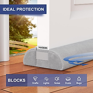 HADOR Door Draft Stopper for Bottom of Door, 36 Inch Under Draft Air Noise Light Blocker 30"- 36" Double Side Triangle Soundproof Sweep Filler Seal Gap up to 1.7" for Patio Sliding Door Guard, Grey
