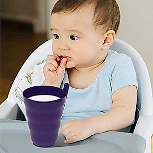 Klickpick Home Kids Cups with Built-in Straw - Set of 8 Toddler Drinking Cups with Straws 10 Ounce - Children Sip-a-Cup Dishwasher Safe BPA Free Brightly Colored Great Kid and Toddler Tumbler Cups