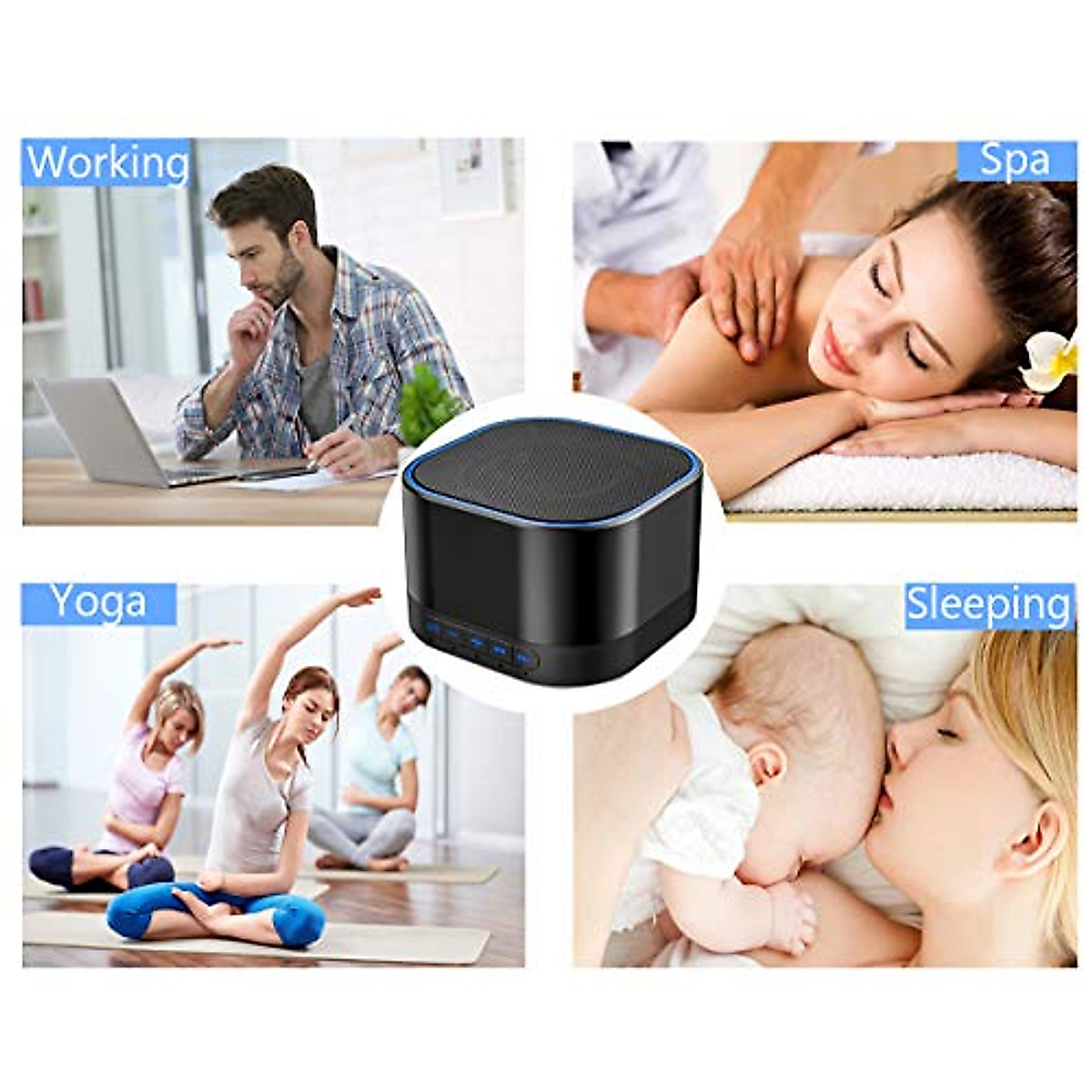 Magicteam Sound Machines White Noise Machine with 20 Non Looping Natural Soothing Sounds and Memory Function 32 Levels of Volume Powered by AC or USB and Sleep Sound Timer Therapy for Baby Kids Adults