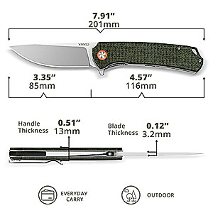 WINWILD Folding Pocket Knife, D2 Blade Micarta Handle,Good for Outdoor Camping Hunting Hiking Survival Indoor and Outdoor Activities Mens Gift