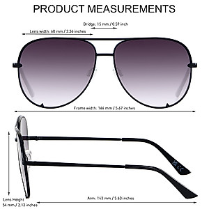 ANDWOOD Oversized Aviator Sunglasses for Women Men Big Large UV Protection Fashion Sun glasses Double Bridge Ombre Fade Gradient Shades