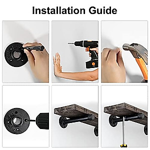 6 Pcs 12 Inch Industrial Pipe Clothes Bar, Pipe Clothing Rack for Hanging Clothes, Wall Mounted Clothes Rack, Wall Clothes Rods, Face Out Pipe Racks for Retail Boutique Display