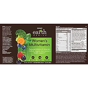 GNC Earth Genius Women's Multivitamin, 120 Vegetarian Caplets, Supports Women’s Nutrition