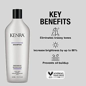 Kenra Brightening Shampoo | Eliminates Brassy Tones | Purple/Violet Shampoo for Blondes, Grays, Brunettes & all Hair Types| 10.1 fl. Oz