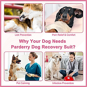 Parderry 2 Packs Dog Recovery Suit for Surgery Dog Onesie Surgical Clothes Bodysuit for Male and Female Substitute E-Collar&amp; Cone