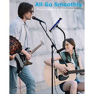 Gooseneck Tablet Mic Stand, woleyi Phone iPad Holder for Microphone Stand [Metal Arm Clamp] 360° Swivel Tablets Music Mount, Compatible with iPad Pro 12.9 Air Mini, iPhone, Galaxy Tabs, 4-13" Devices