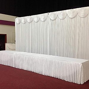 MYOYAY Luxury Ice Silk Backdrop Curtains 10x10ft Wedding Stage Backdrop Drapes Silk Fabric Curtain Panels for Wedding Ceremony Party Event Birthday Home Window Decorations White