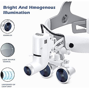 EustomA 5W LED Head Light Spotlight Headband 3.5X Binocular Loupes Optic Glass with Working Distance 280-380mm Spot Adjustable DY-106
