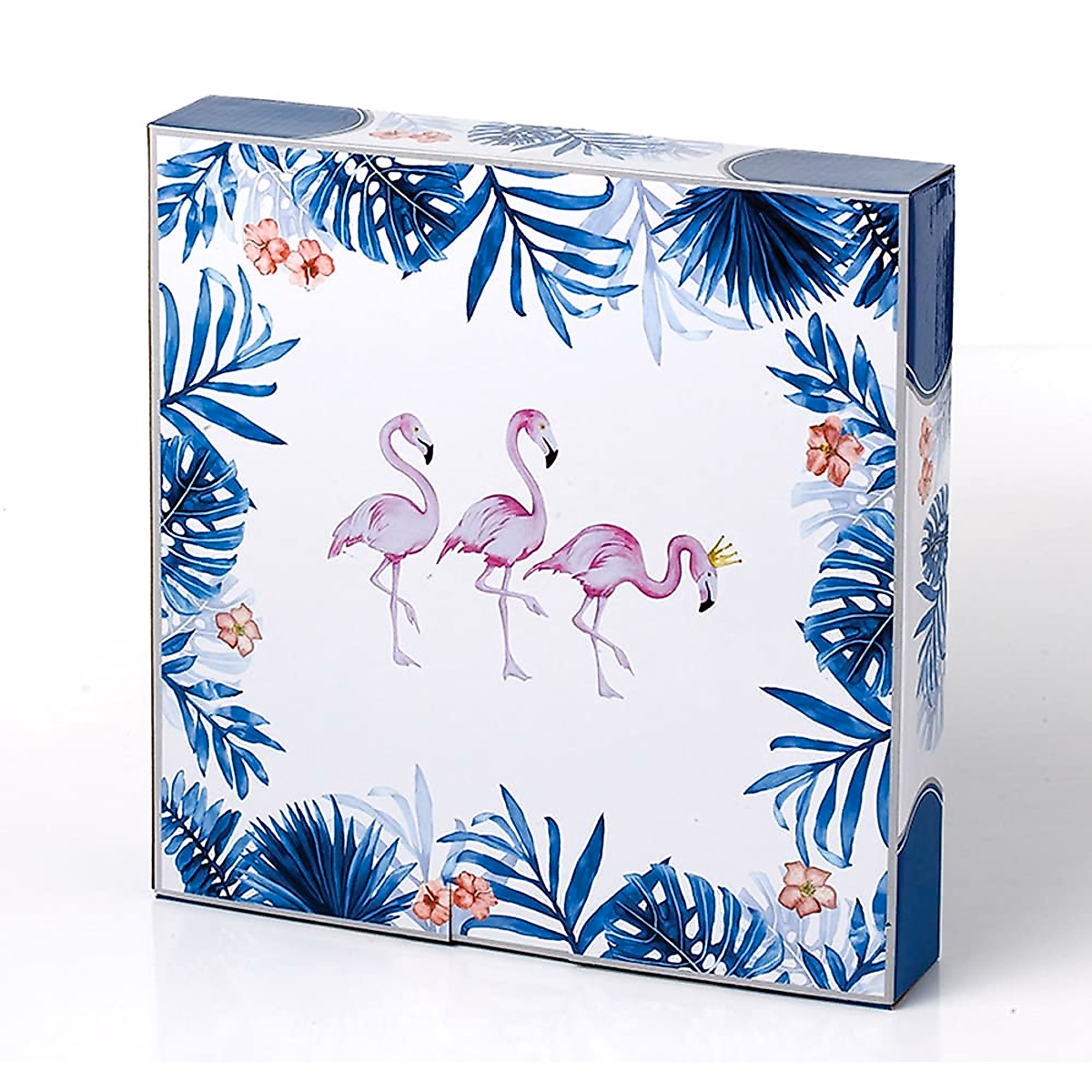 Linlins Fine Bone China 2-Tier Cake Stand/Blue Tropical Plant Cupcake Stand/Pastry Serving Cake Stand