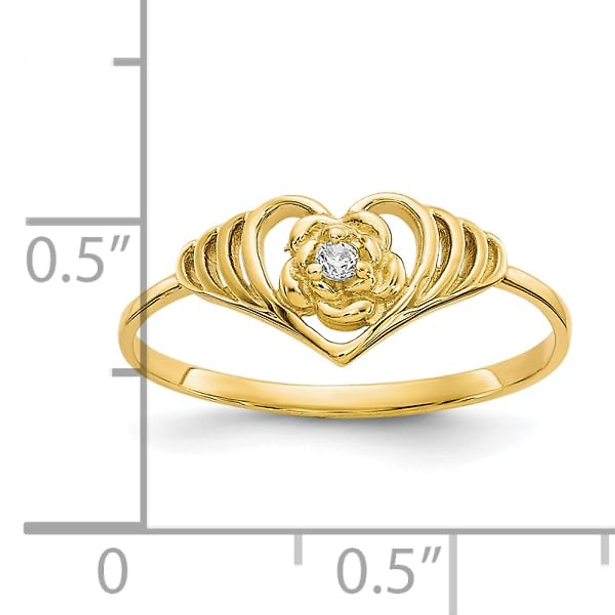 IceCarats 10K Yellow Gold Cubic Zirconia CZ Heart Love Ring Size 6