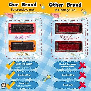 Hmseng Self-Inking Teacher Stamp Set (8PCS) for Grading Classroom Teachers Review Homework Feedback Parents Signature Colorful Business Stamps-Design2