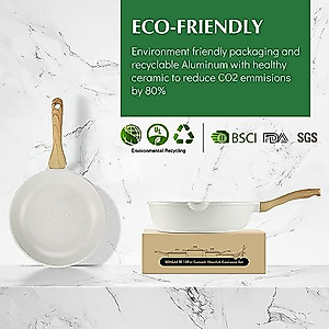 SENSARTE Nonstick Ceramic Cookware Set 13-Piece, Healthy Pots and Pans Set, Non-toxic Kitchen Cooking Set with Stay-Cool Handles, Silicone Tools and Pot Protectors, PFAS and PFOA Free