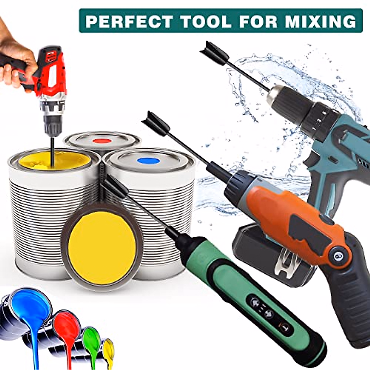 Resin Mixer Epoxy Mixer Paddles - 4 Reusable Reusable Paint and Resin Mixer Paddle to Mix Epoxy Resin, Paint, Ceramic Glaze and Reduce Bubbles - Paint Mixer for Drill