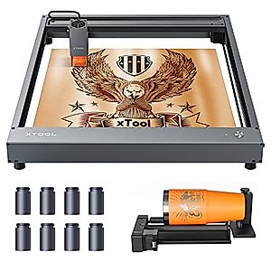 xTool D1 Laser Engraver with Rotary, 10W Higher Accuracy Laser Cutter, 60W Laser Cutting Machine, Laser Cutter and Engraver Machine, Laser Engraver for Wood and Metal, 17'' x 16''