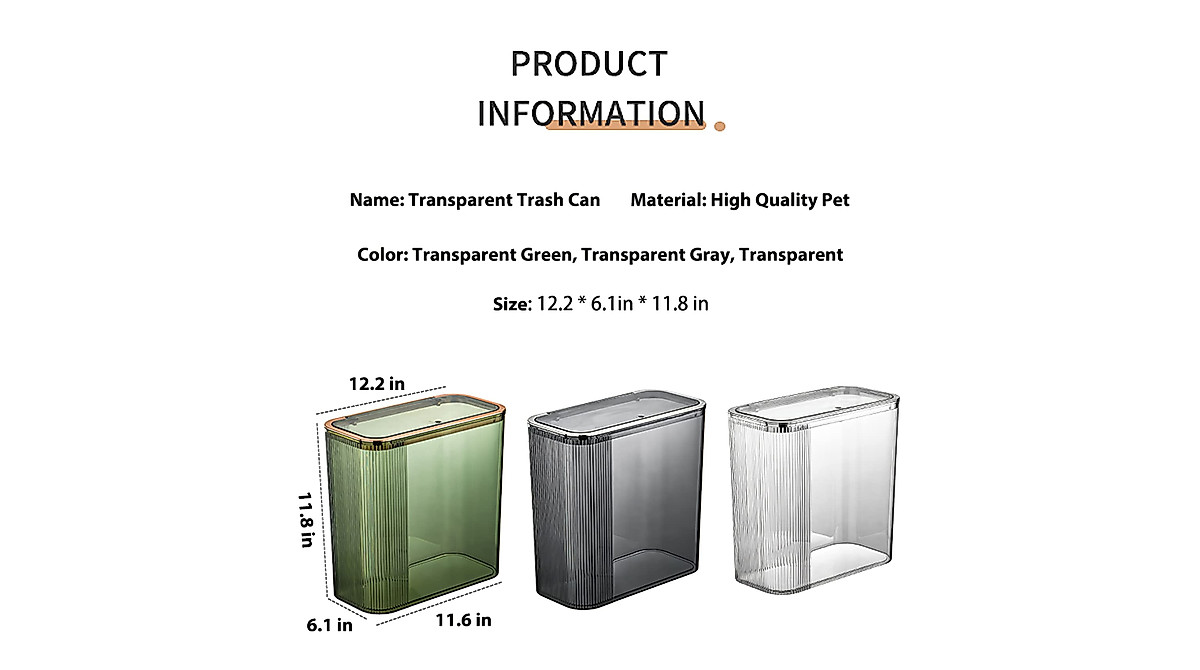Aiabaleaft Transparent Trash Can - Stylish & Practical