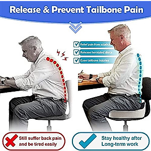 YIRENZUI Cushion Office Chair Cushion, Memory Foam Car Seat Cushion Back Pain, Ergonomic Desk Chair Cushion, Sciatica Pain Relief,Best Choice ( Color : Black , Size : 45*38cm )