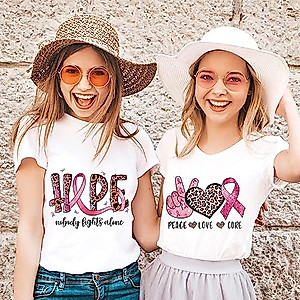 6 Sheets Breast Cancer Awareness Iron on Transfer Pink Ribbon Iron on Patches Stickers Heat Transfer Stickers Crown Letter Design Vinyl Appliques Sticker for T-Shirt Jean Pillow Cover DIY Decorations