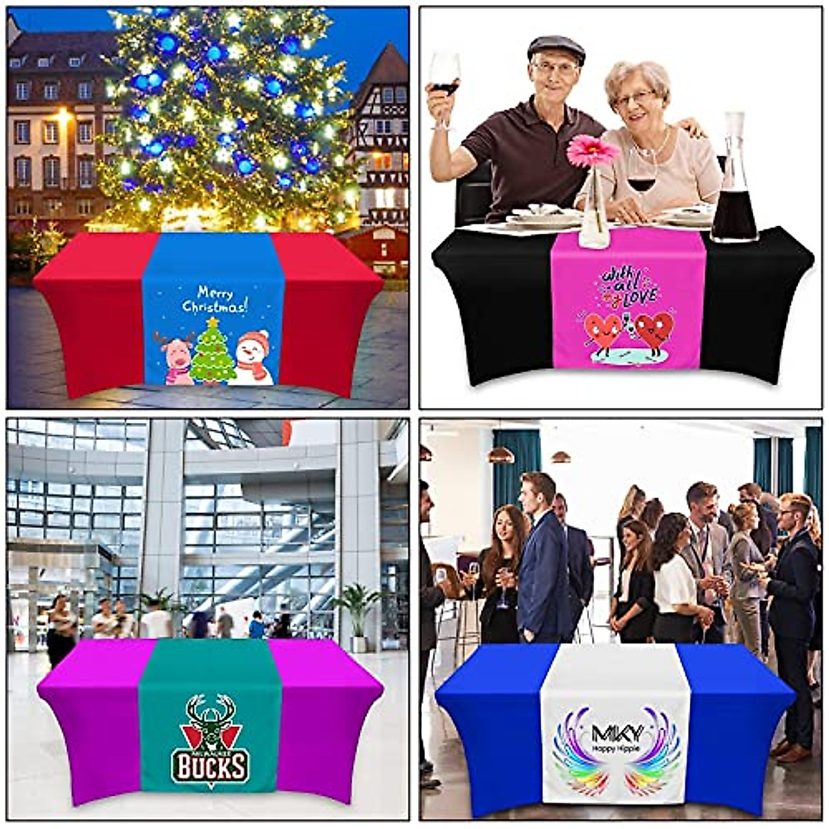 Custom Table Runner with Business Logo, 13"x72" Personalized Table Runners Customized Text Photo for Party,Tradeshow Events,Wedding,Christmas Decor