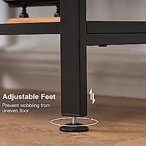 BEWISHOME 2 Tier Small Bookshelf, Black Industrial 2 Shelf Wooden Storage Bookcase with Metal Frame, Mini Shoe Rack with Short Shelves for Hallway, Bedroom, Living Room and Home Office JCJ52B