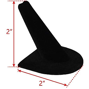 RJ Displays 2 Piece Pack Plush Black Velvet Ring Finger Jewelry Holder Showcase Display Stands to Display Rings Wedding Rings