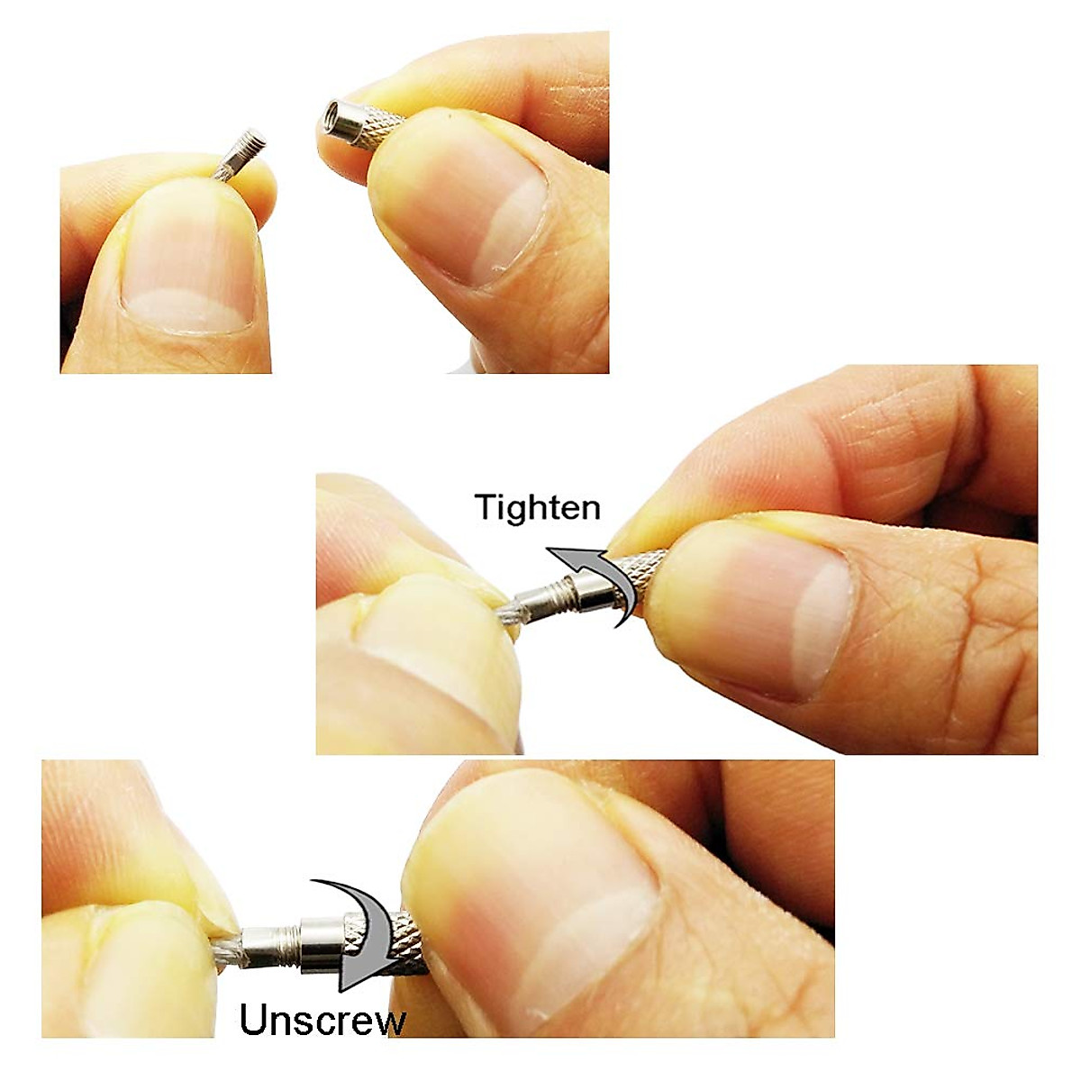 HSULAN Key Ring 6.8" Stainless Steel Wire Twist Lock Heavy Duty Car Keychains,2mm ID Tag Keepers Cable,Luggage Tag Loops(Black-12-ring)