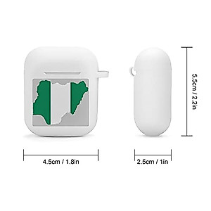 Nigeria Flag Map Silicone AirPods Case Protective Cover Compatible with AirPods 2 & 1 with Keychain