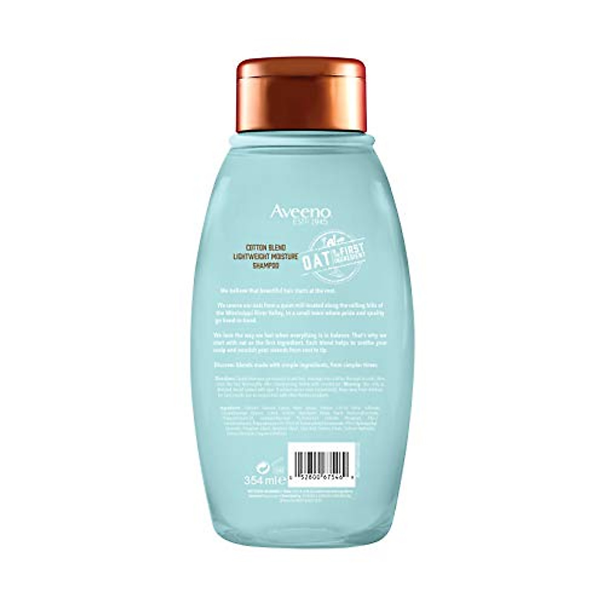 Aveeno Blend Sulfatefree Shampoo for Light Moisture Soothed Scalp Gentle Cleansing Shampoo With Nourishing Oat Paraben Dyefree, White Cotton, 12 Fl Oz