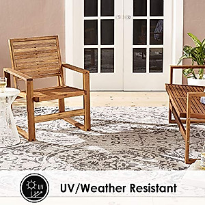 Home Dynamix Nicole Miller Patio Sofia Juniper Indoor/Outdoor Area Rug 7'9"x10'2", 4151-123, Distressed Damask Ivory/Gray Juniper