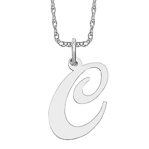 14K White Gold Large Dainty Letter C Initial Name Monogram Necklace Charm Pendant Only