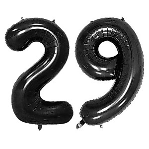 Number 29 Balloons 32 inch Digital Balloon Alphabet 29th Birthday Balloons Digit 29 Helium Balloons Big Balloons for Birthday Party Supplies Wedding Bachelorette Bridal Shower, Black Number 29