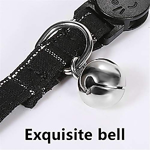 SLSON 2 Pack Breakaway Cat Collar with Bell and Bow Tie Plaid Kitten Collar for Cats and Small Dogs Pets Adjustable from 8-11In, Black and Grey