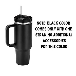 SEDBRÖS 40 Oz Tumbler With Handle And Straw Insulated Stainless Steel Travel Mug With Lid For Hot And Cold Drinks Quencher With Lid And Straw Leak Proof Spill Proof Pure Black