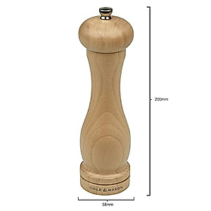 Cole & Mason HA0825P Beech Capstan A8 Salt Mill, Precision+ Wooden, Beech Wood, 200 mm, Single, Includes 1 x Salt Grinder