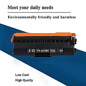 INDI TN433BK TN-433BK Compatible TN433 TN-433 (2 Pack Black) High Yield Toner Cartridge Replacement for Brother DCP-L8410CDW HL-L8360CDWT L9310CDW MFC-L9570CDWT L9570CDW Printer.