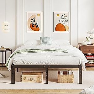 ZIYOO California King Bed Frames, 18'' Platform Bed Frame, 2000lbs Heavy Duty Steel Slat, Non-Slip Design, No Box Spring Needed, Easy Assembly, Quiet Noise Free, Under Bed Storage Space