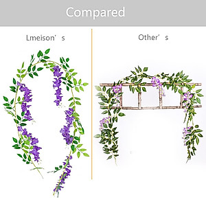 Lmeison Pink Wisteria Garland, 4Pcs Total 24ft Hanging Wisteria Flowers Silk Strings, Artificial Flowers Fake Plants Vine for Room Home Garden Outdoor Ceremony Wedding Arch Floral Decor