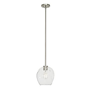 Catalina 9" Modern Clear Glass Round Mini Pendant Ceiling Light, Brushed Nickel