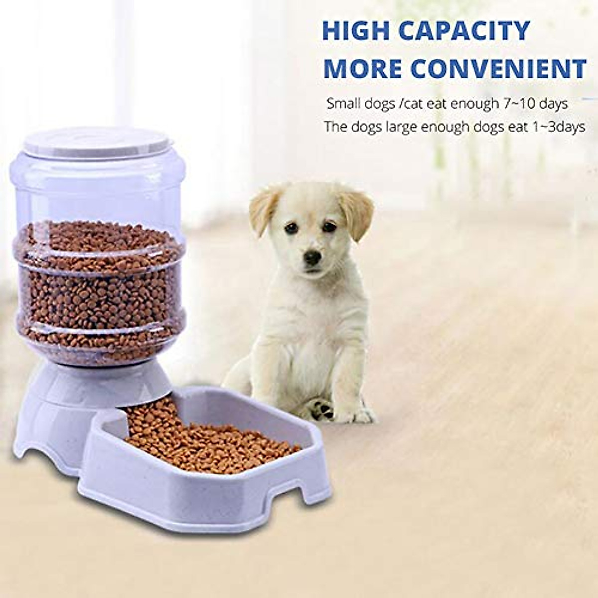 whatBYDs Dog Cat Large Automatic Feeder Bowl Food Water Dispenser Non-Spill Pet Container Flatware 3.8L - Black for Water Apple