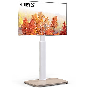 FITUEYES Swivel Floor TV Stand for 32 to 70 Inch TVs Tall Universal TV Stand Mount with Sturdy Wood Base, Space Saving for Corner Bedroom White