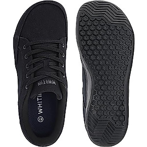 WHITIN Men's Wide Toe Box Canvas Barefoot Minimalist Shoes Zero Drop Sneaker Extra Width Size 13 Gym Tennis Male Casual Weightlifting Black 47