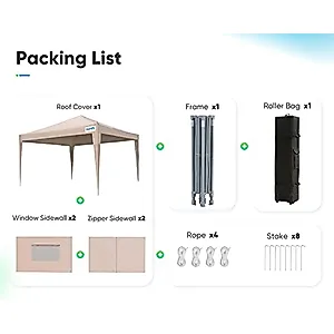 Quictent Privacy 8'x8' Pop up Canopy Tent Enclosed Instant Gazebo Shelter with Sidewalls and Mesh Windows Waterproof (Beige)