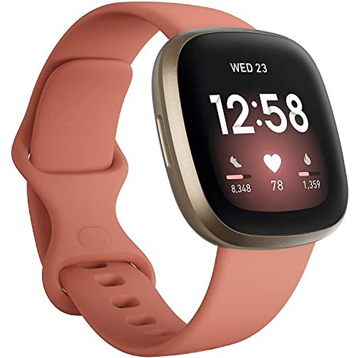 Fitbit Versa 3 Health & Fitness Smartwatch with GPS, 24/7 Heart Rate, Alexa Built-in, 6+ Days Battery, Pink/Gold, One Size (S & L Bands Included)