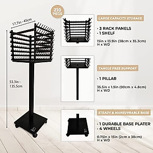 ORA SHOP – Braiding Hair Rack, Hair Extension Holder, Hair Braiding Tools, Hair Product Organizer, Wooden 3-Sided Rack Stand with Large Capacity (210 pegs)