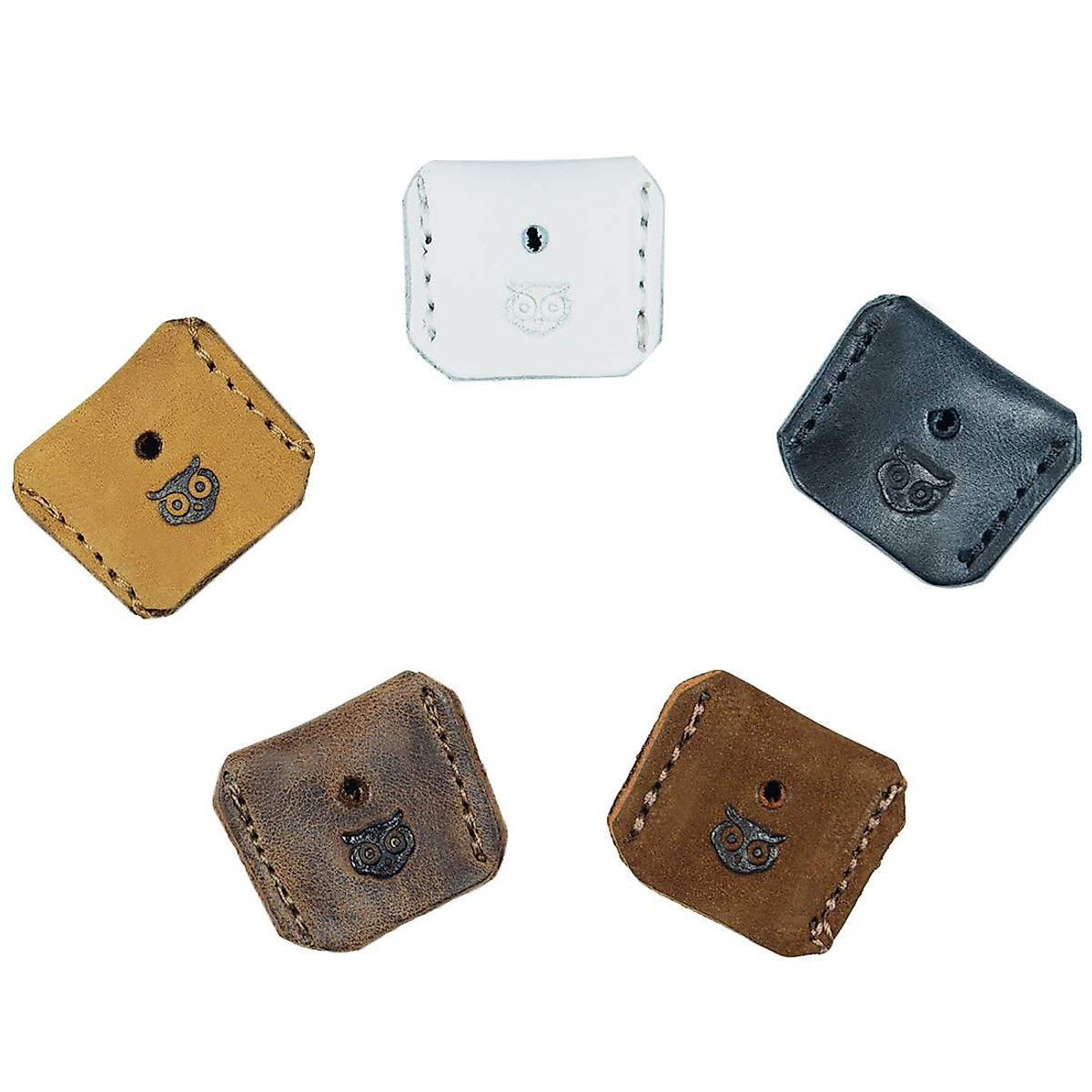 Hide & Drink, Set of 5 Head Key Covers, Key Protectors, Key Sleeves, Full Grain Leather, Handmade (Multicolor Earth)