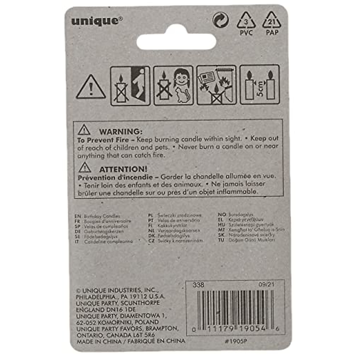 Unique Stripes Party Candles, 2.5", Pink