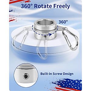 BonyTek 2 Pack Aluminum Alloy Flag Pole Rings, 360 Degree Rotating Flagpole Flag Mounting Rings Spinning Flag Pole Kit with Carabiner for 0.75-1.00 Inch Diameter Flagpole (Φ 1 inch, Silver)