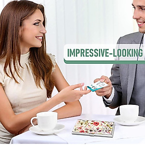 Swooflia Business Card Holder Case Wallet for Women Metal Retro Flower Slim Pocket Purse Square Card Cases Cute For Realtors Real Estate Agents