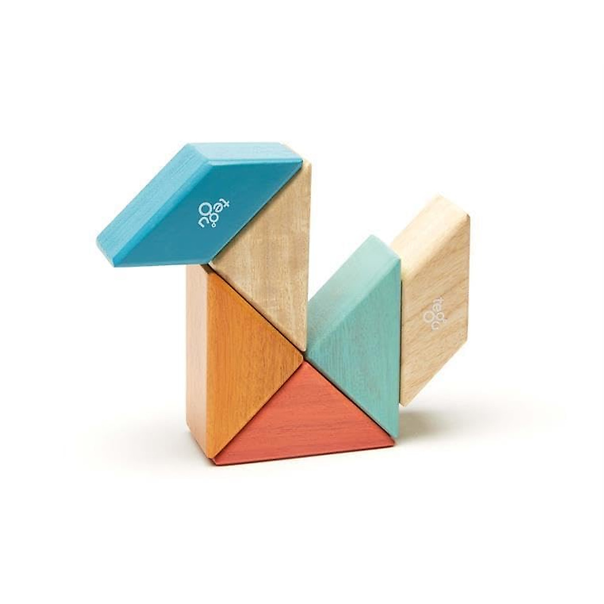 6 Piece Tegu Pocket Pouch Prism Magnetic Wooden Block Set, Sunset